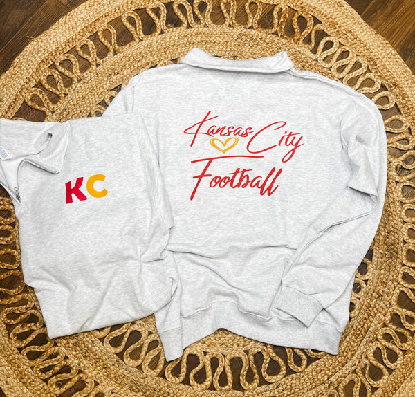 Front + Back Red & Gold Kc Kansas City Football Script Ash Option ...