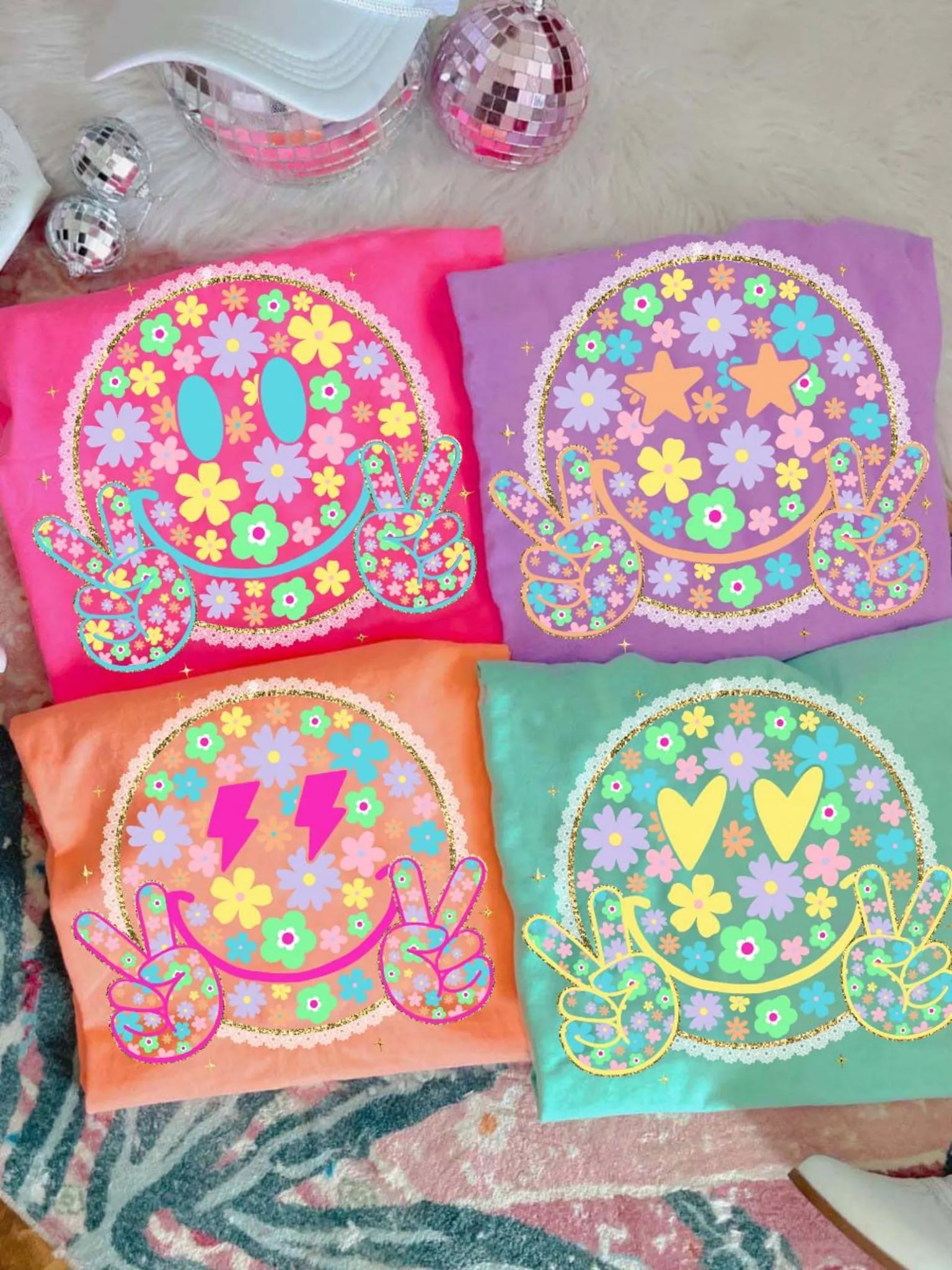 Daisy Smiley Peace Sign Color Option – Olive Street Boutique