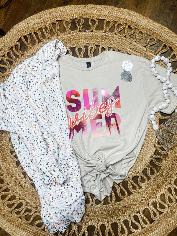 Pink Summer Vibes Sand Tee - Olive Street Boutique