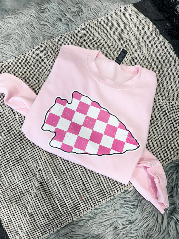 **DEAL OF THE DAY** Pink Checkered Arrowhead Pink Sweatshirt - Olive ...