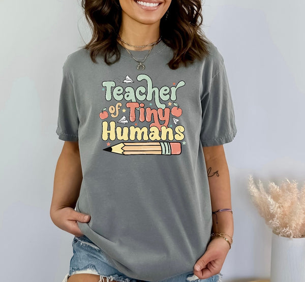 Teacher Of Tiny Humans Grey Tee - Olive Street Boutique
