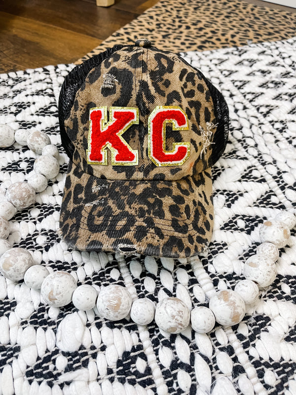 Brown Leopard Red KC Hat - Olive Street Boutique